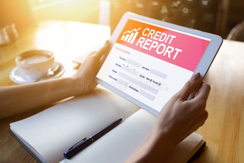 Credit Report Application Form on Screen. Business and Finance Concept ...