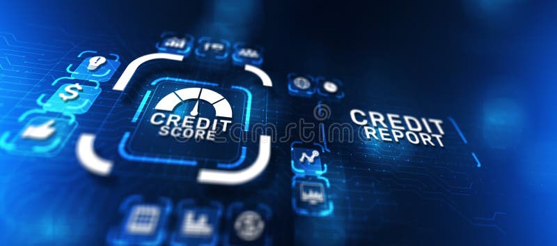 Credit Report Score Button on Virtual Screen. Business Finance Concept ...