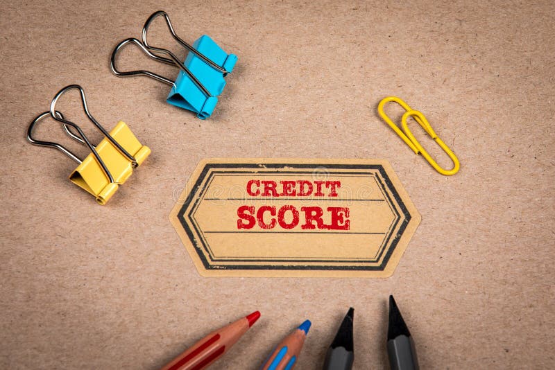 Credit Score. Cardboard Notebook Cover and Colored Pencils Stock Image ...