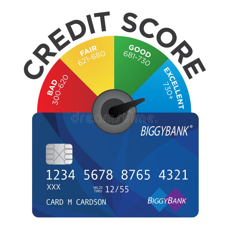 Credit Score Chart or Pie Graph with Realistic Credit Card Stock Vector ...
