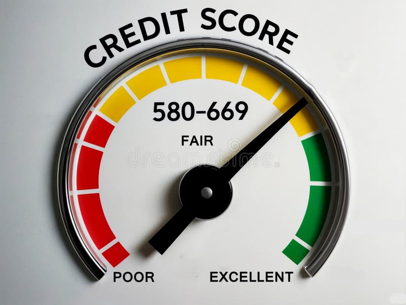 Credit Score Gauge Meter within Fair Range 580 To 669 Stock ...