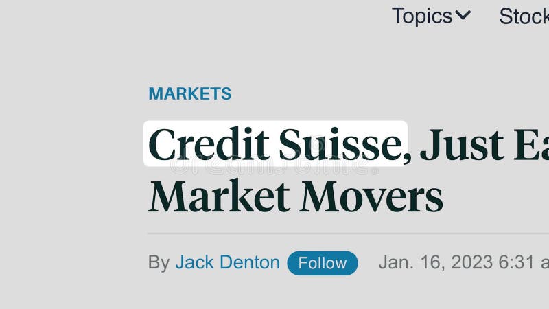 2023: Credit Suisse Headlines Fast Sequence Stock Footage - Video of ...