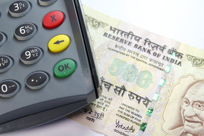 CreditCard Reader on 500 Rupee Note Stock Image - Image of financial ...