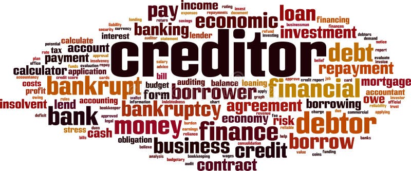 Creditor word cloud stock vector. Illustration of lend - 161972455