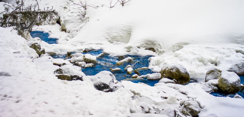 Creek Flowing in Winter Wilderness Stock Photo - Image of spring ...