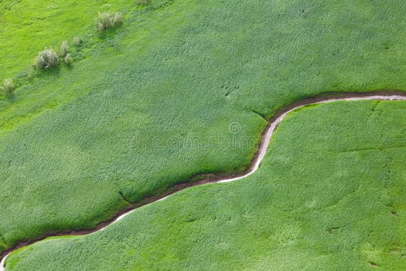 Creek in Green Meadow, Top View Stock Image - Image of river, landscape ...