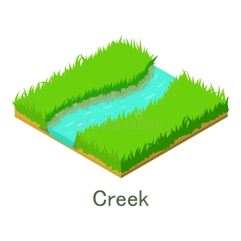 Creek Icon, Isometric Style. Stock Vector - Illustration of plant ...