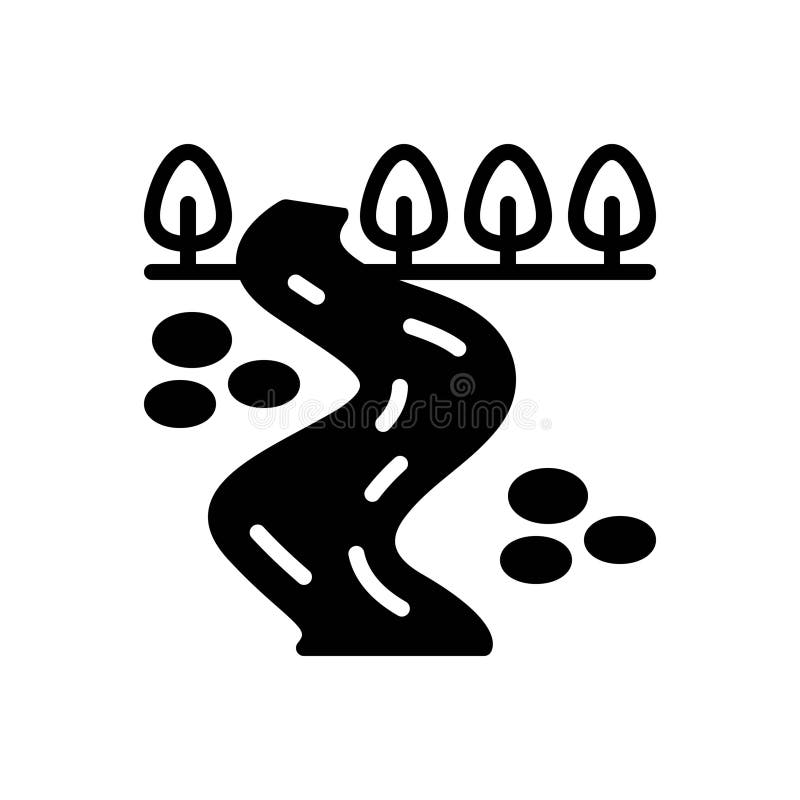 Black Solid Icon for Creek, Rivulet and Valley Stock Illustration ...
