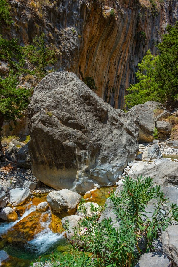 Creek at Samaria Gorge at Greek Island Crete Stock Image - Image of ...