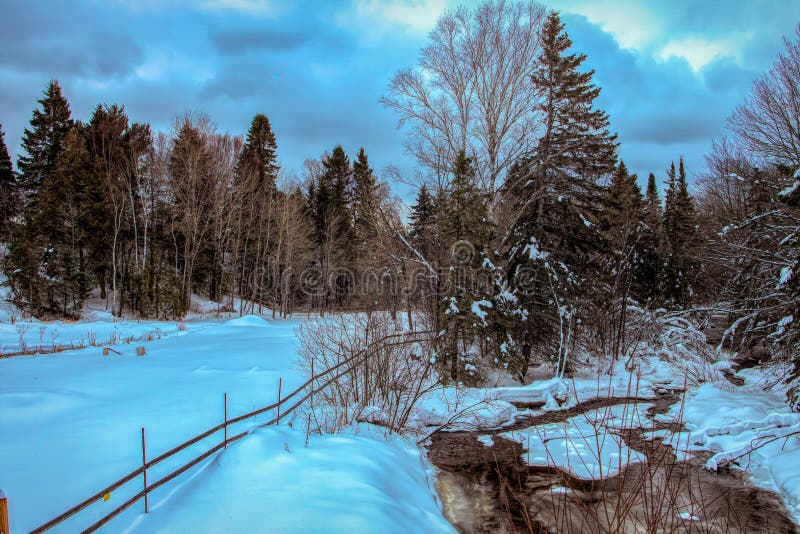Creek in snowy stock image. Image of nature, creek, winter - 266711065