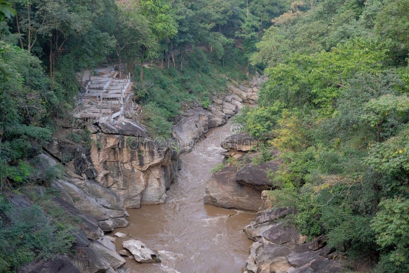 Creek Water Stream Flowing through Mountain in Forest Stock Photo ...