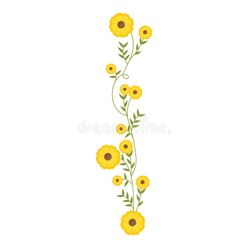 Creeper with Yellow Flowers Floral Design Stock Vector - Illustration ...