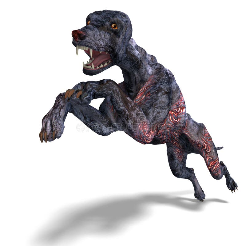 Creepy Alien Dog Out Of Hell. 3D Rendering With Stock Image - Image ...