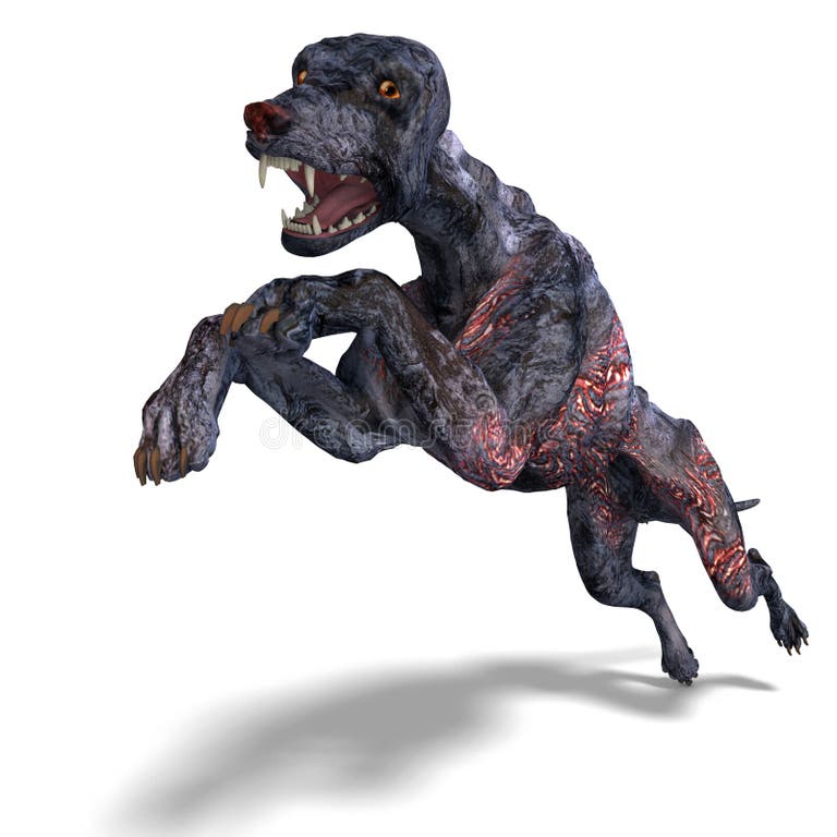 Creepy Alien Dog Out of Hell. 3D Rendering with Stock Illustration ...