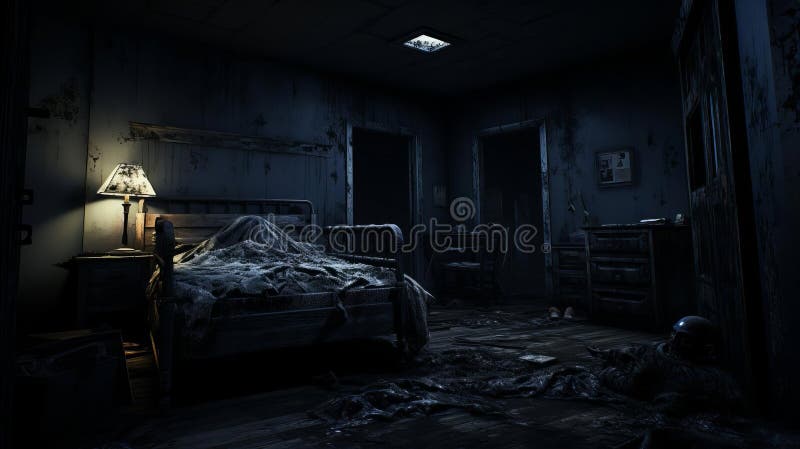Abandoned Bedroom of Neglect: a Horror Game Setting Stock Illustration ...