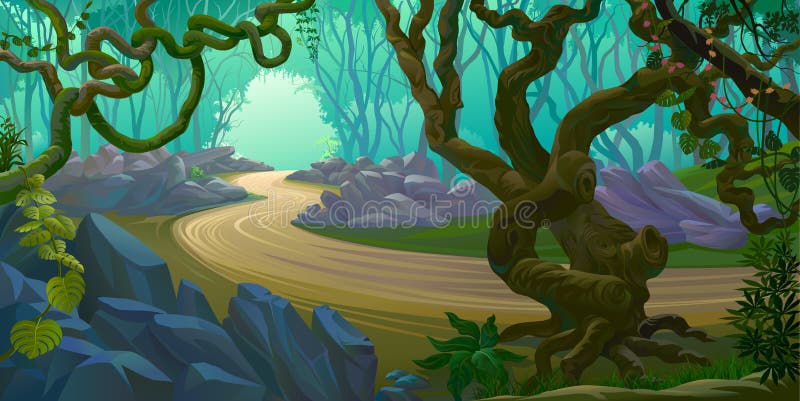 Jungle road stock illustration. Illustration of drawn - 7167695