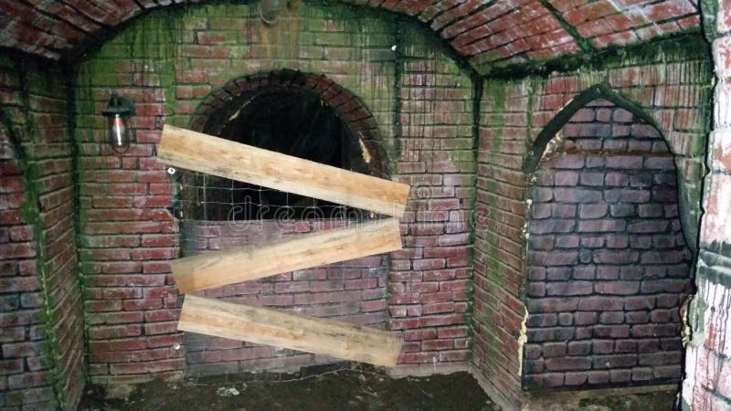 Creepy Brick Wall of an Old Warehouse Stock Photo - Image of vintage ...