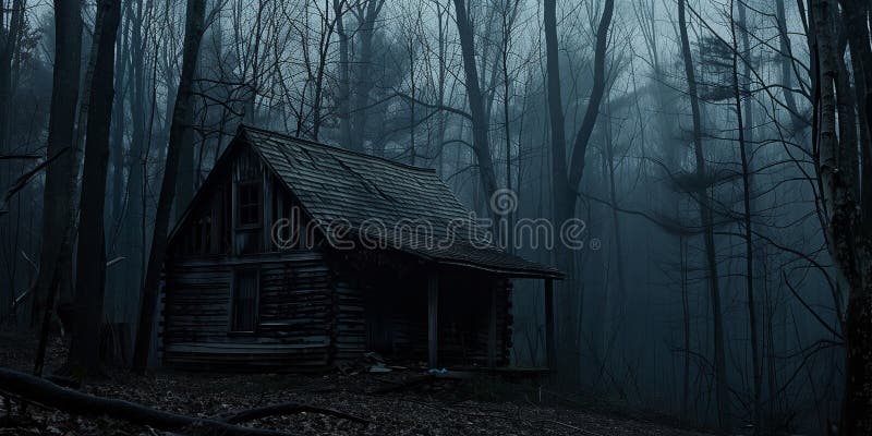 Creepy Cabin in the Deep Dark Woods Stock Illustration - Illustration ...