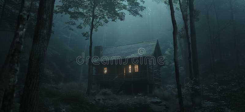 Creepy Cabin in the Deep Dark Woods Stock Illustration - Illustration ...