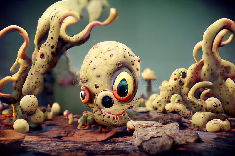 Creepy Cartoon Monster, Generated AI Stock Illustration - Illustration ...