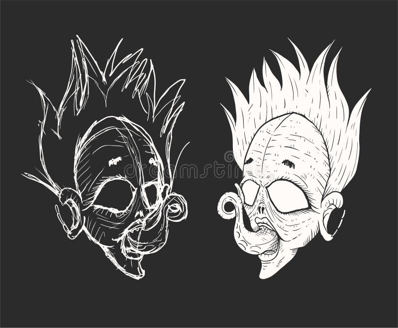 Creepy creature draw stock vector. Illustration of vector - 314199582