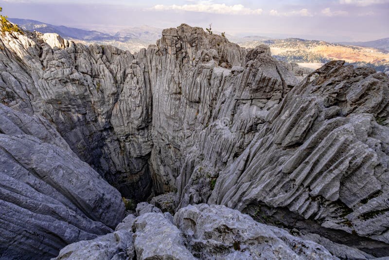 Creepy, Dangerous and Mysterious Deep Snow Pits Landscapes Stock Photo ...