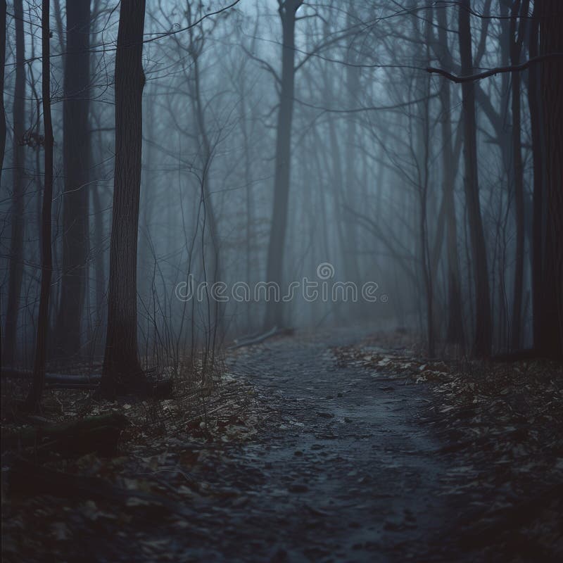 Creepy Dark Forest, Scary Pathway. Lonely Path Stock Illustration - Illustration of ground ...