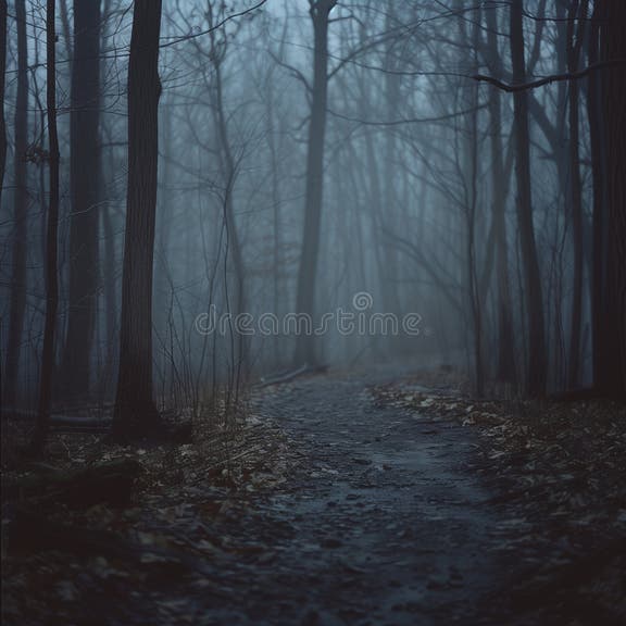 Creepy Dark Forest, Scary Pathway. Lonely Path Stock Illustration ...