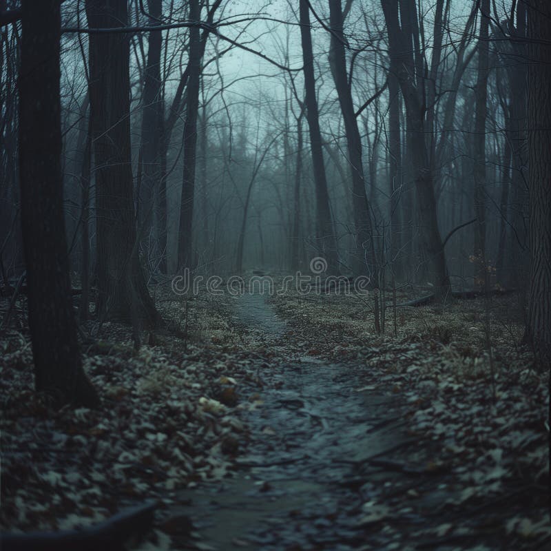 Creepy Dark Forest, Scary Pathway. Lonely Path Stock Illustration ...