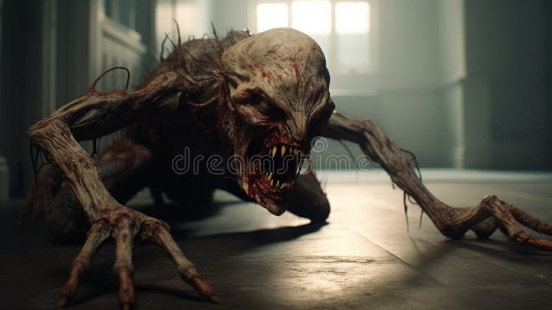 Creepy Demon in Death Strike Pose: Unreal Engine 5 Rendering Stock ...
