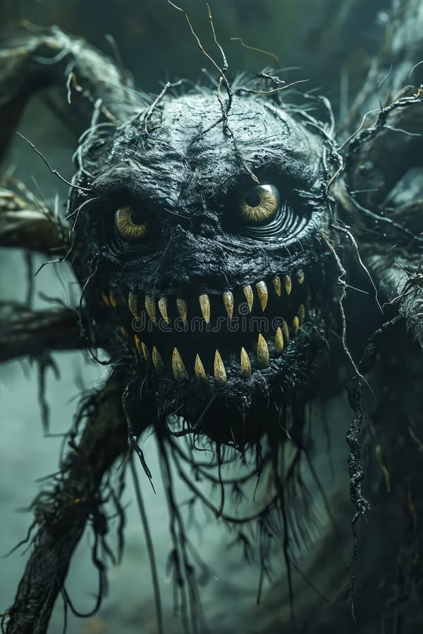 A Creepy Spider with Long Teeth and a Dark Face. Generative AI Stock ...