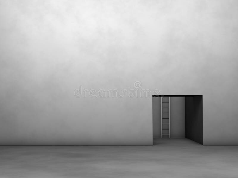 It is Creepy Exit Made in the Wall of the Concrete. Stock Illustration ...