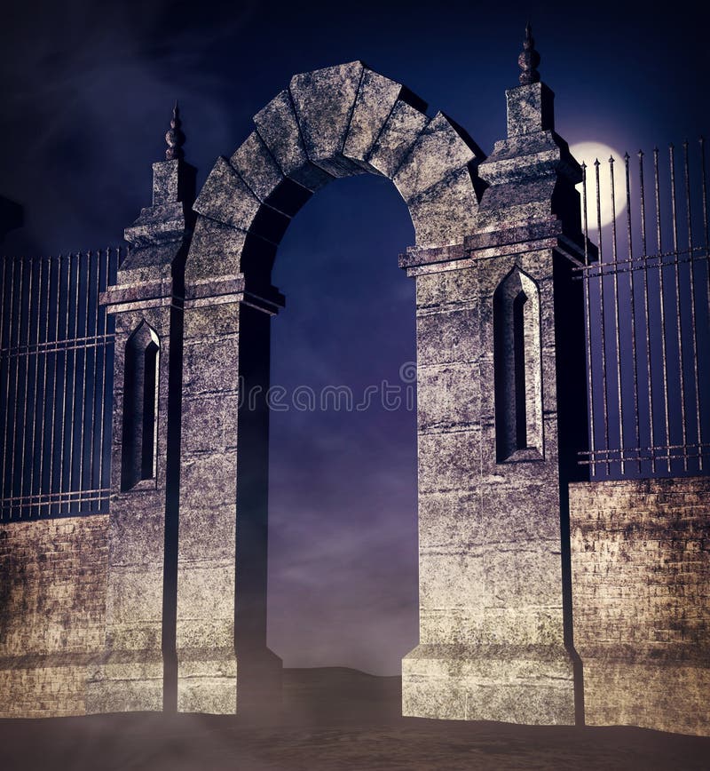 Creepy Gate Background stock illustration. Illustration of grim - 55766460