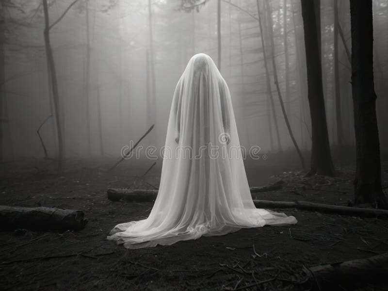 A Creepy Ghost Covered in a Ragged Cloak Stock Illustration ...