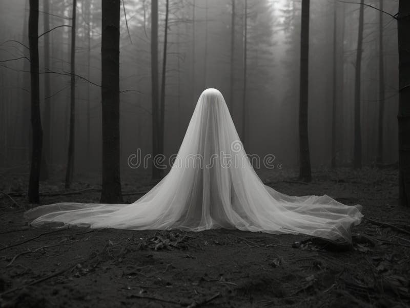 Creepy ghost in the mist stock illustration. Illustration of halloween ...