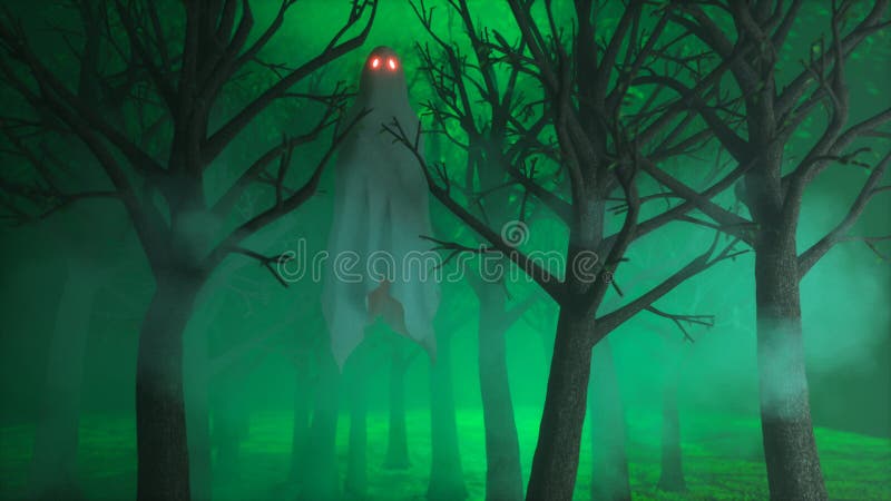 Creepy Ghost in the Wood 3d Rendering Stock Illustration - Illustration ...