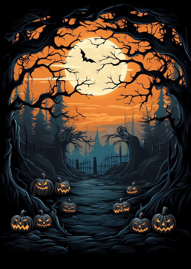 Creepy Halloween Frame Border Stock Illustration - Illustration of ...