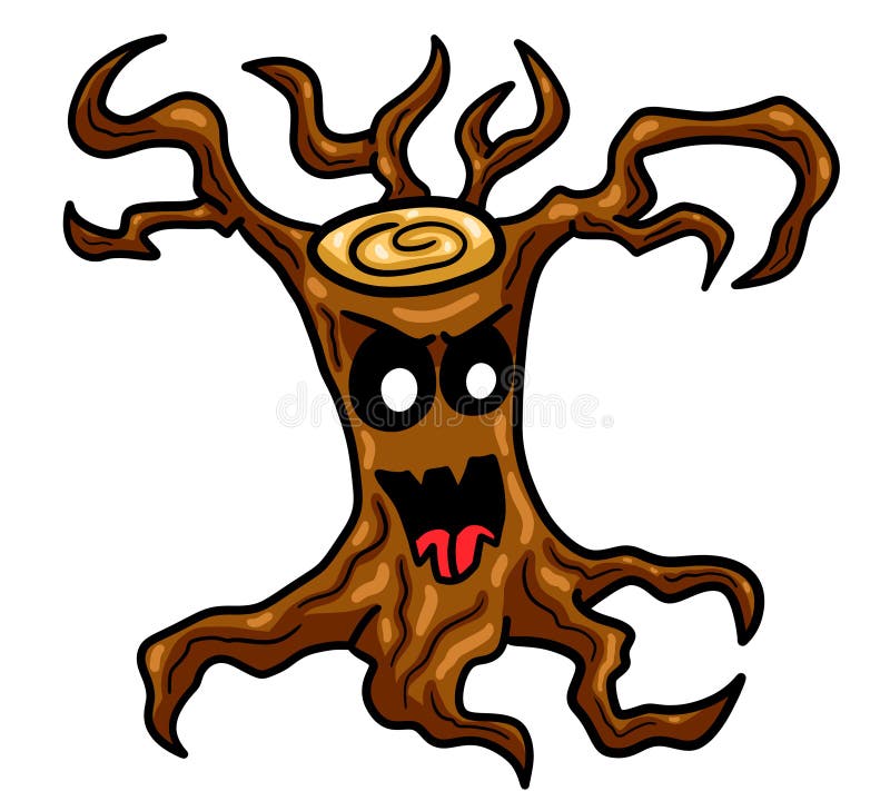 A Creepy Halloween Haunted Tree Stock Illustration - Illustration of ...