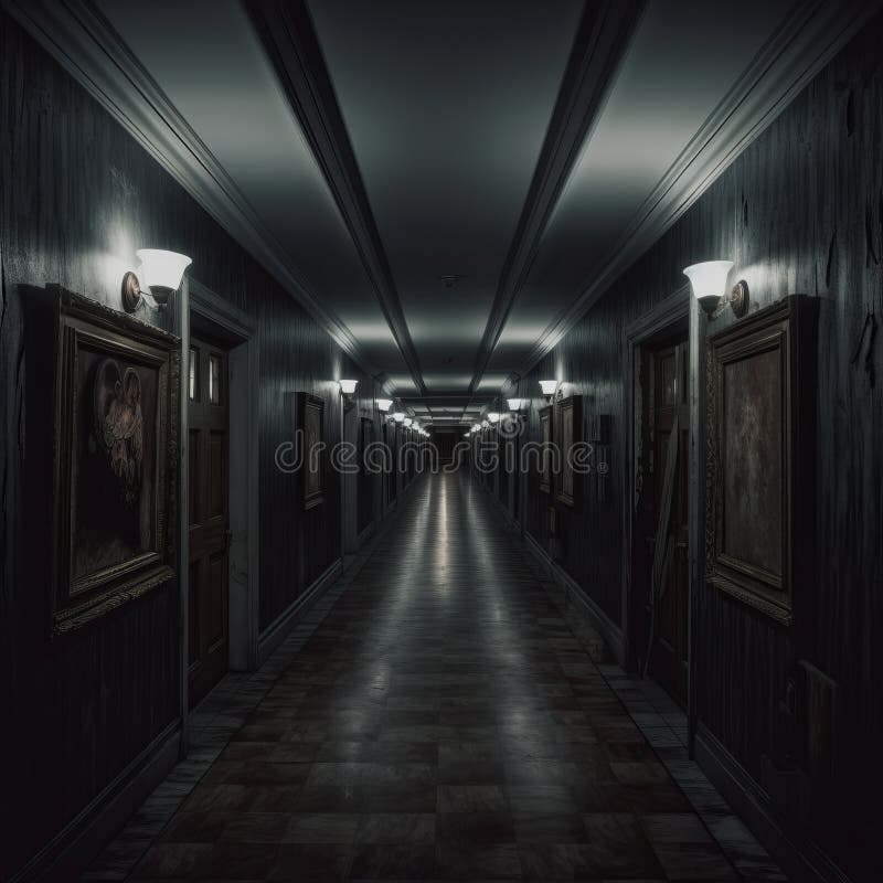 Creepy Hallway at Night Horror Creepy,generated with AI. Stock ...