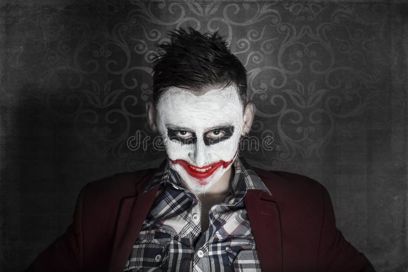 Creepy joker laughing stock image. Image of makeup, joker - 48696255