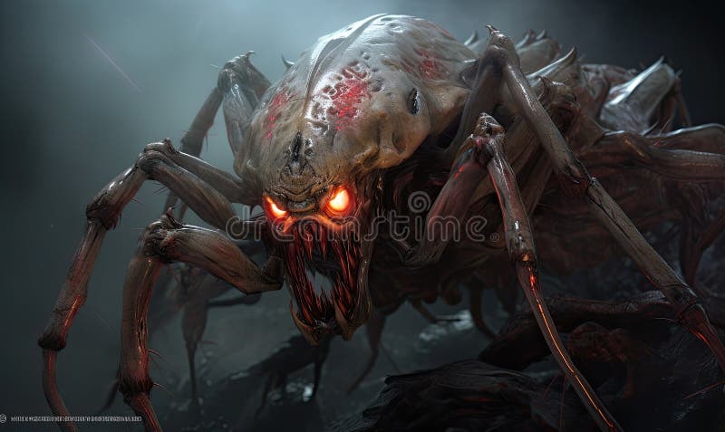 Photo of a Creepy Spider with Glowing Eyes Stock Illustration ...