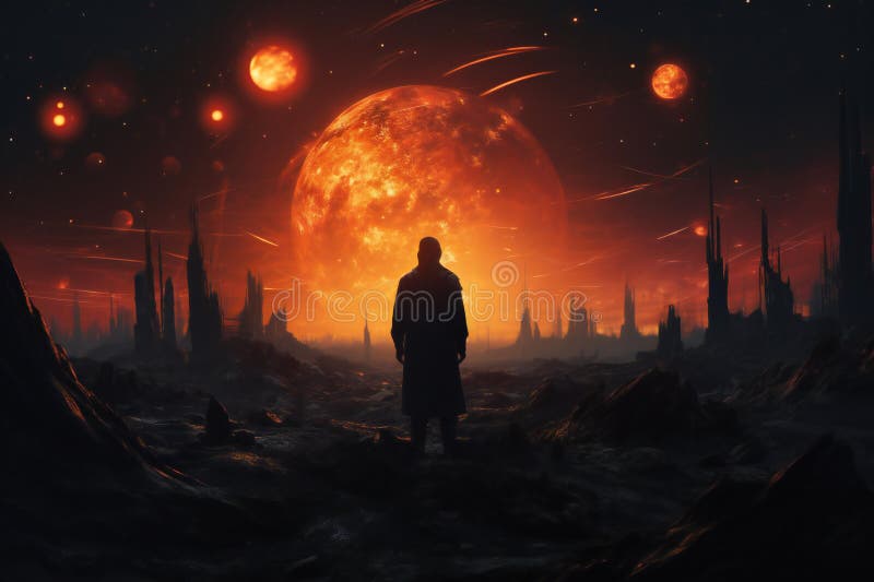 Creepy Man Standing In Front Of A Full Moon Stock Illustration Illustration Of Fantasy Tale