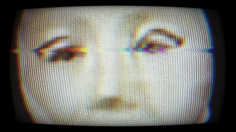 Creepy Mask on Tv Screen with Glitch Effect Stock Video - Video of ...