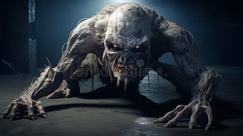 Creepy Monster in Death Strike Pose: Realistic Rendering with Hyper ...