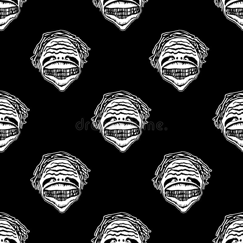 Creepy Monster Black and White Motif Pattern Stock Illustration ... Creepy Monster Black and White Motif Pattern Stock Illustration ...