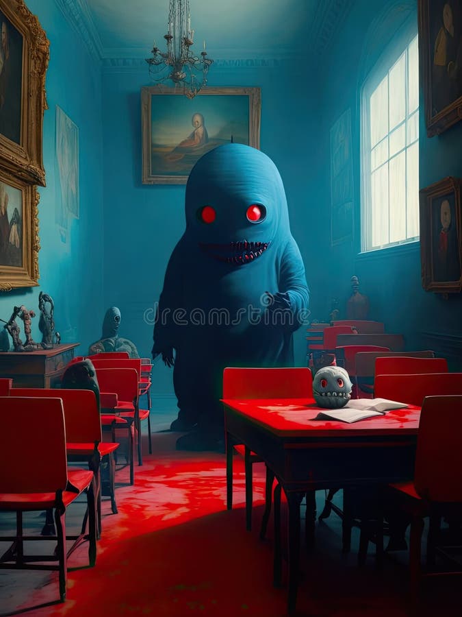 Creepy Monster in a Horror Movie Cafe, 3d Render Stock Illustration ...