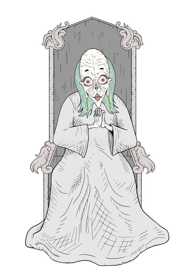 Creepy Mutant Emperor Woman in Throne Stock Vector - Illustration of ...