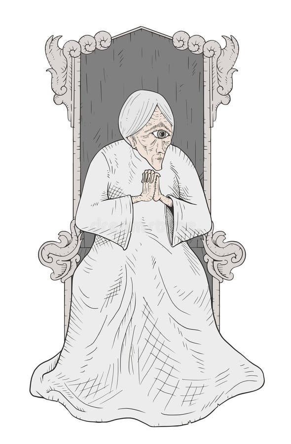 Creepy Mutant Emperor Woman in Throne Stock Vector - Illustration of ...