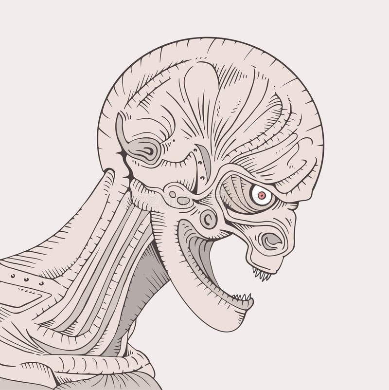 Creepy mutant head draw stock vector. Illustration of skin - 337830757