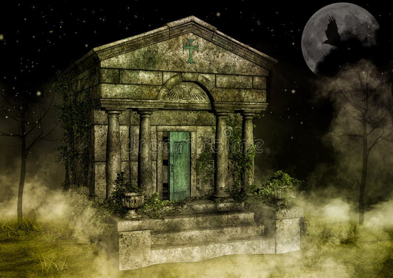 Old Crypt In A Gothic Graveyard Stock Illustration - Illustration of ...
